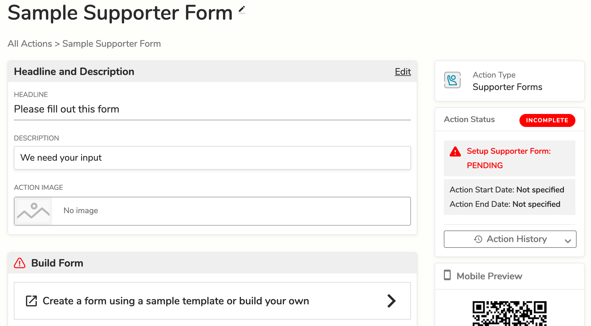 Supporter Forms Actions – Help Center